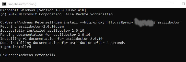 Asciidoctor auf Windows einrichten
